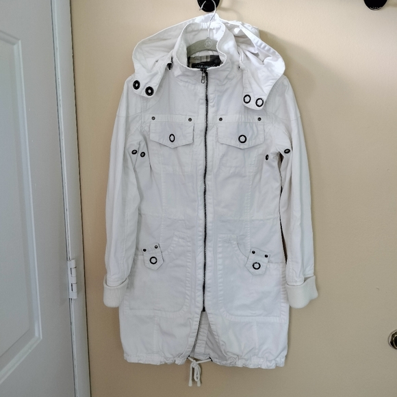 Doki Geki | Jackets & Coats | Doki Geki White Cotton Utility Jacket ...